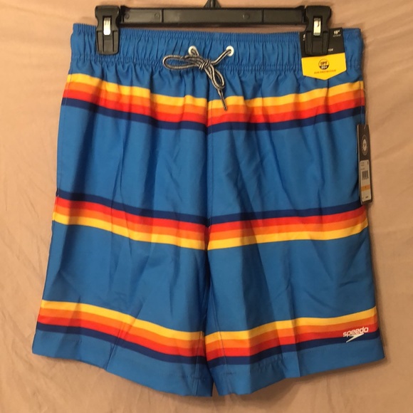 Speedo | Swim | Speedo Mens Swim Shorts Blue Red Orange Yellow Stripped ...